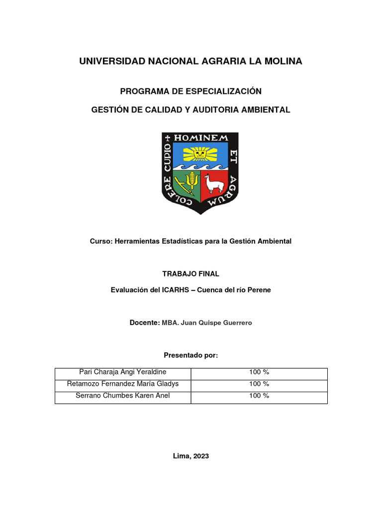 GRUPO2 - INFORME FINAL ICA - Cuenca Del Río Perené | PDF | Agua ...