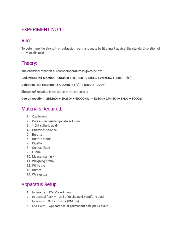 GR 12 EXPERIMENT NO 1 Chemistry | Download Free PDF | Titration | Chemistry