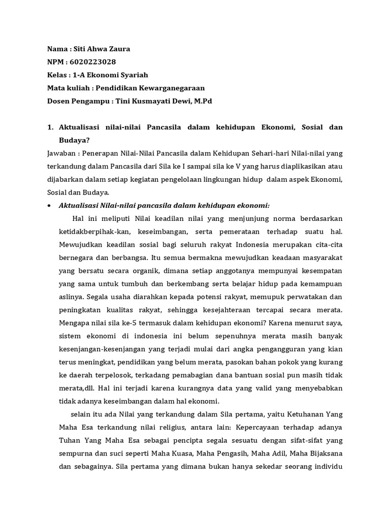 Salinan SITI AHWA ZAURA_1A UTS PKN | PDF