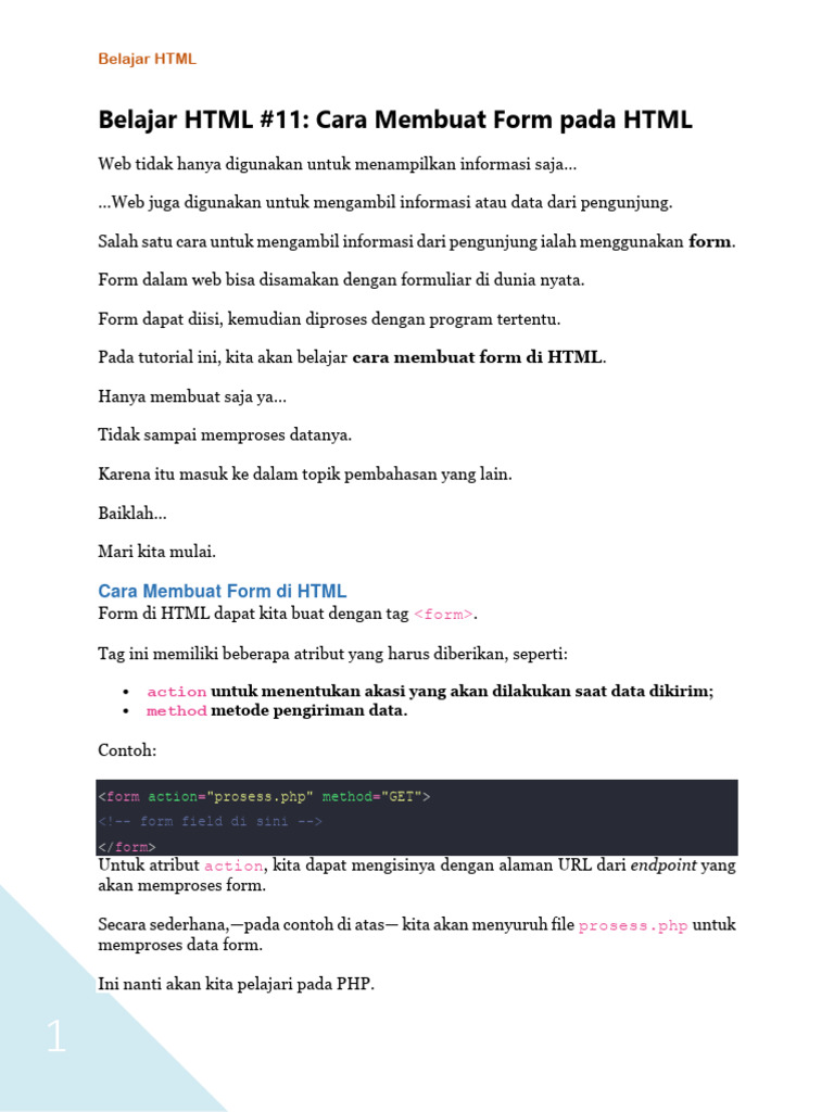 Cara Membuat Form di HTML | PDF