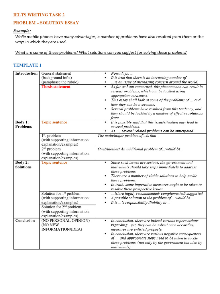 Problem Solution Essay Template | PDF | Cognition | Cognitive Science