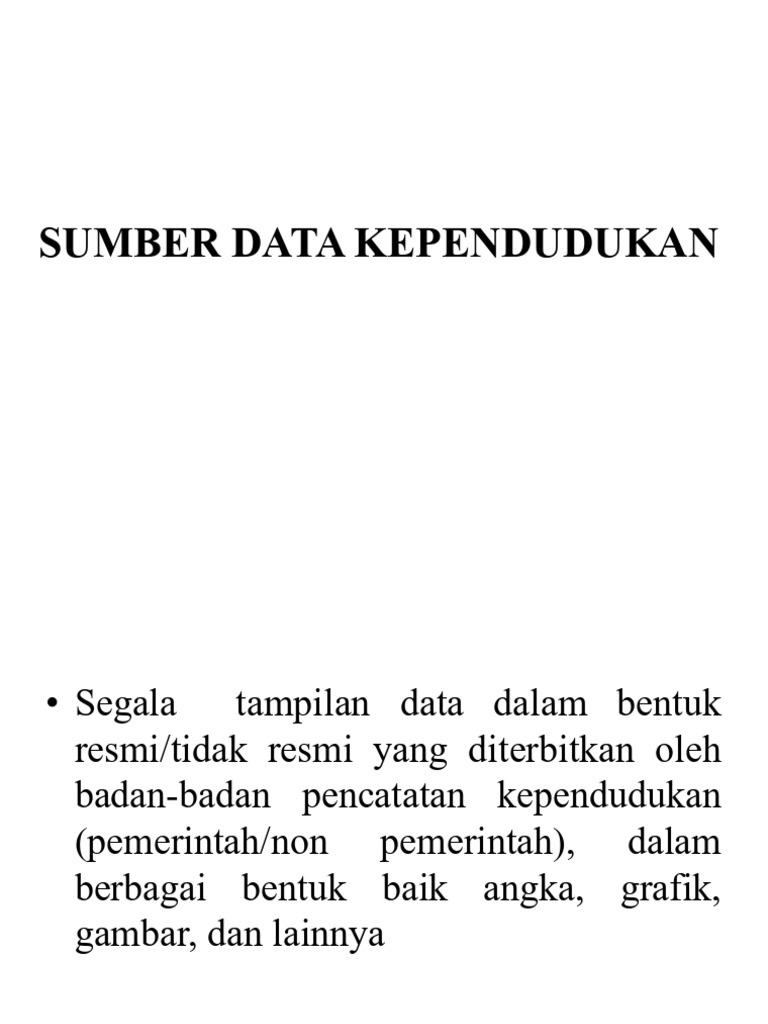 Sumber Data Kependudukan di Indonesia | PDF