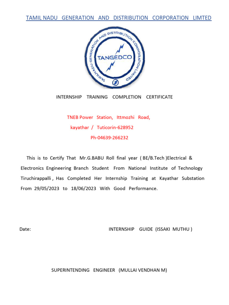 Tamil Nadu Generation and Distribution Corporation | PDF