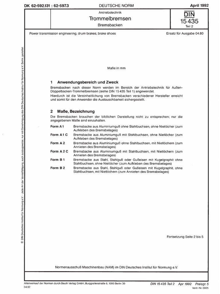 Din 15435-2 1992-04 | PDF