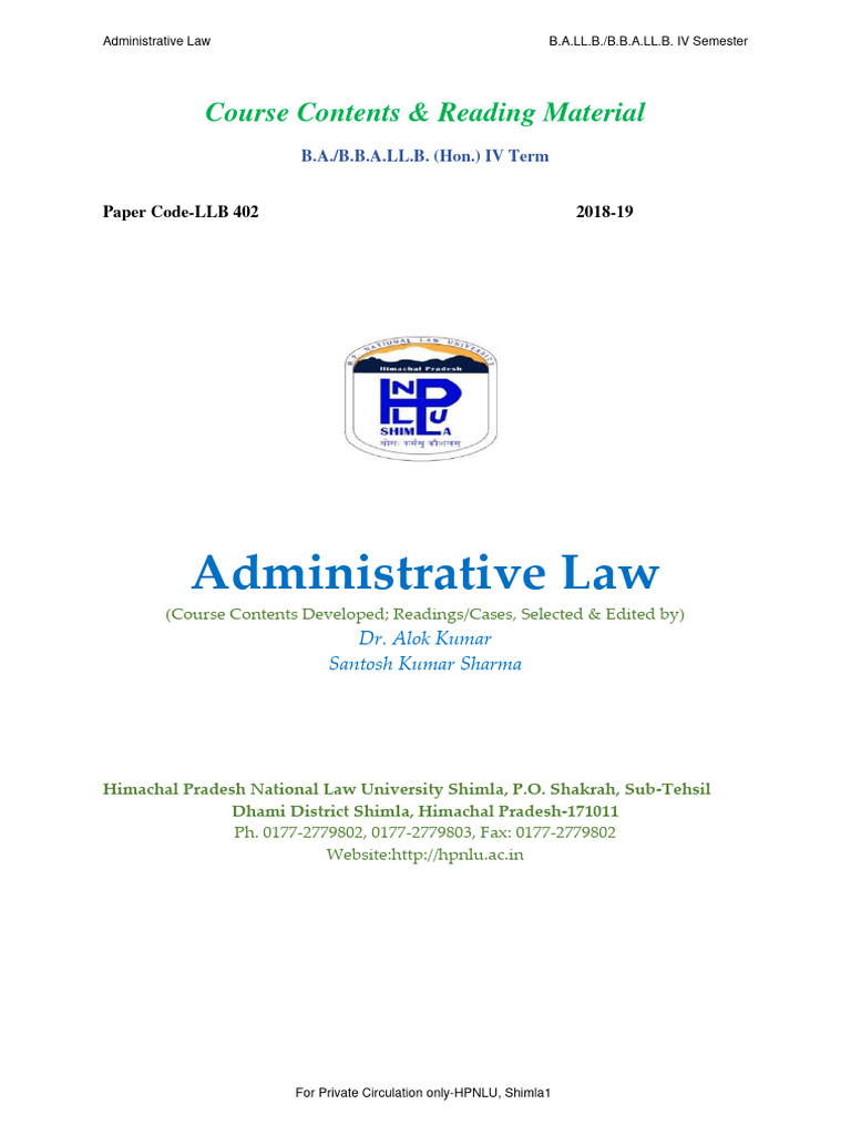 Admin Law Contents With Readings | PDF | Administrative Law | Jurisdiction
