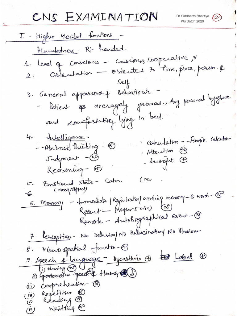 CNS Examination New | PDF