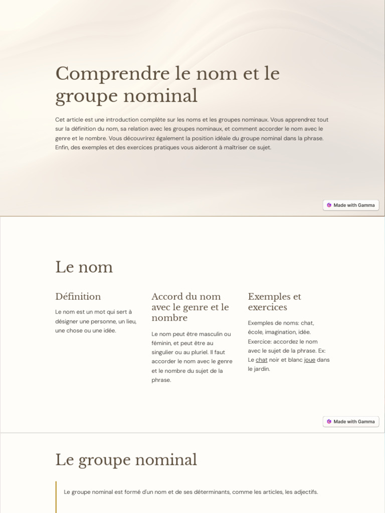 Comprendre Le Nom Et Le Groupe Nominal Fj | PDF | Genre grammatical ...