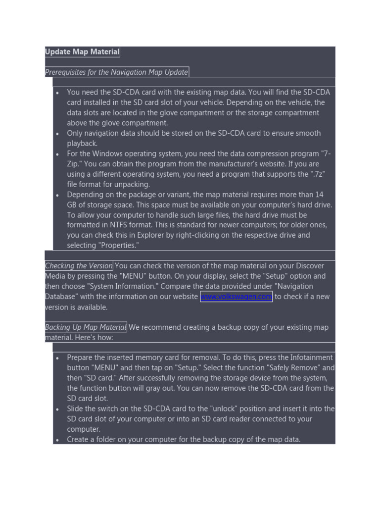 Update VW Maps | PDF | Computer File | Operating System
