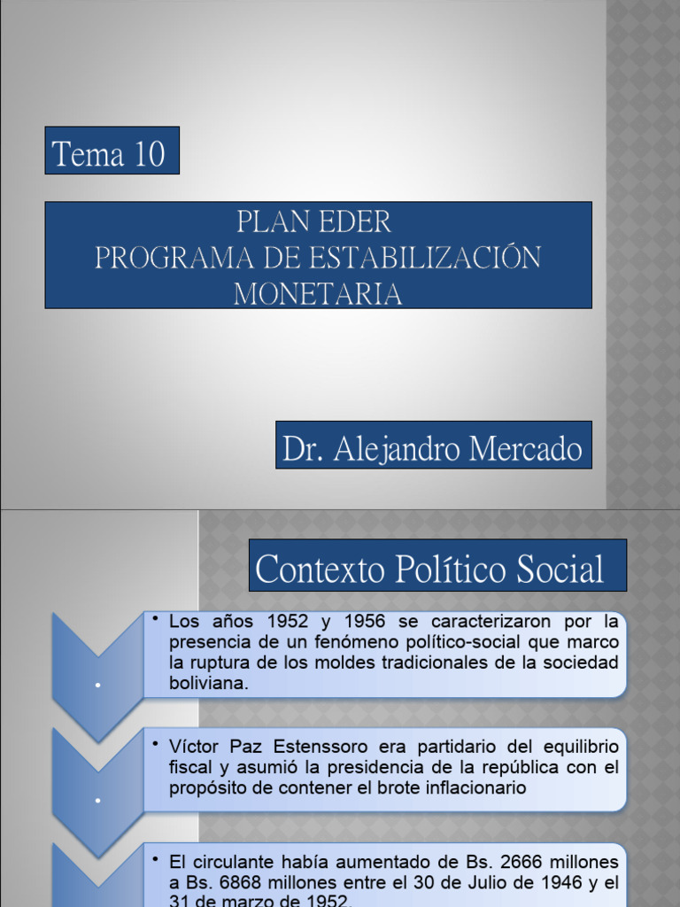 Tema 10. Plan Eder 01-11-21 | PDF | Inflación | Bolivia
