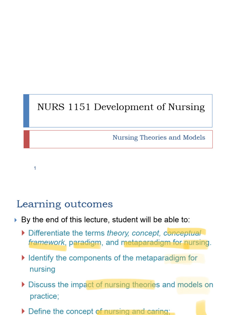 2021 - Nursing Theories and Models - STD | PDF | Nursing | Theory