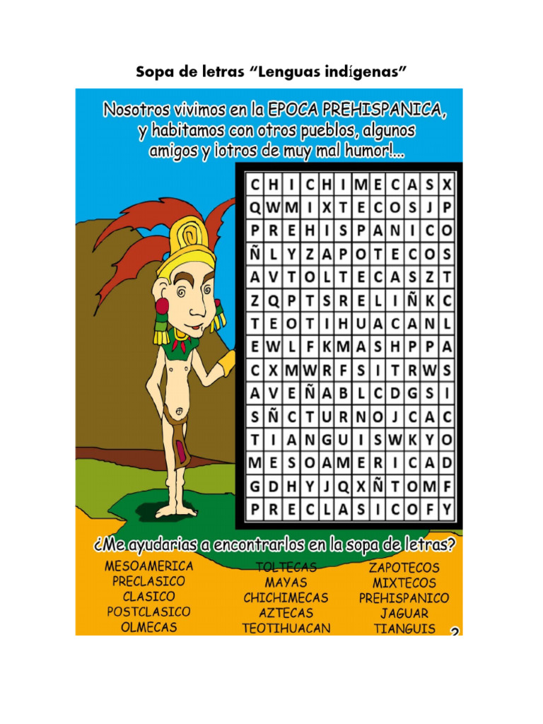 Sopa de Letras Lenguas Indigenas | PDF | Artes del Lenguaje y Comunicación