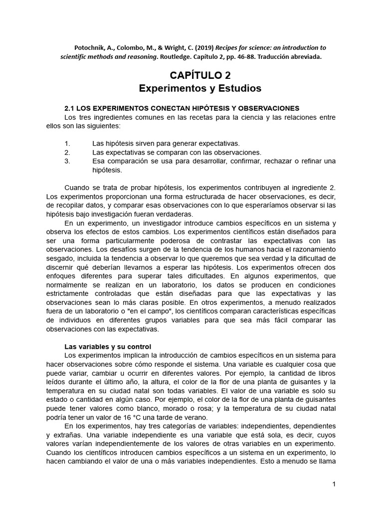 Potochnik Colombo Wright 2019 Experimentos y Estudios | PDF | Experimentar | Investigación ...