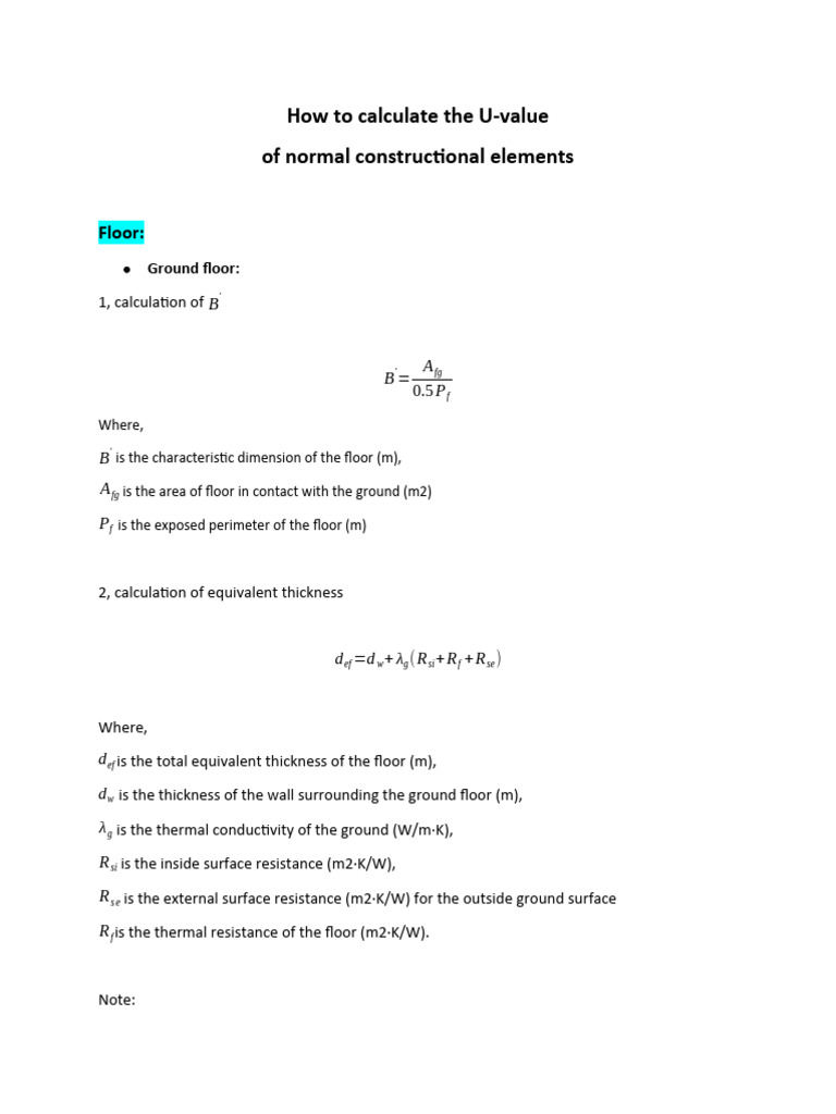 How To Calculate The U-Value | PDF