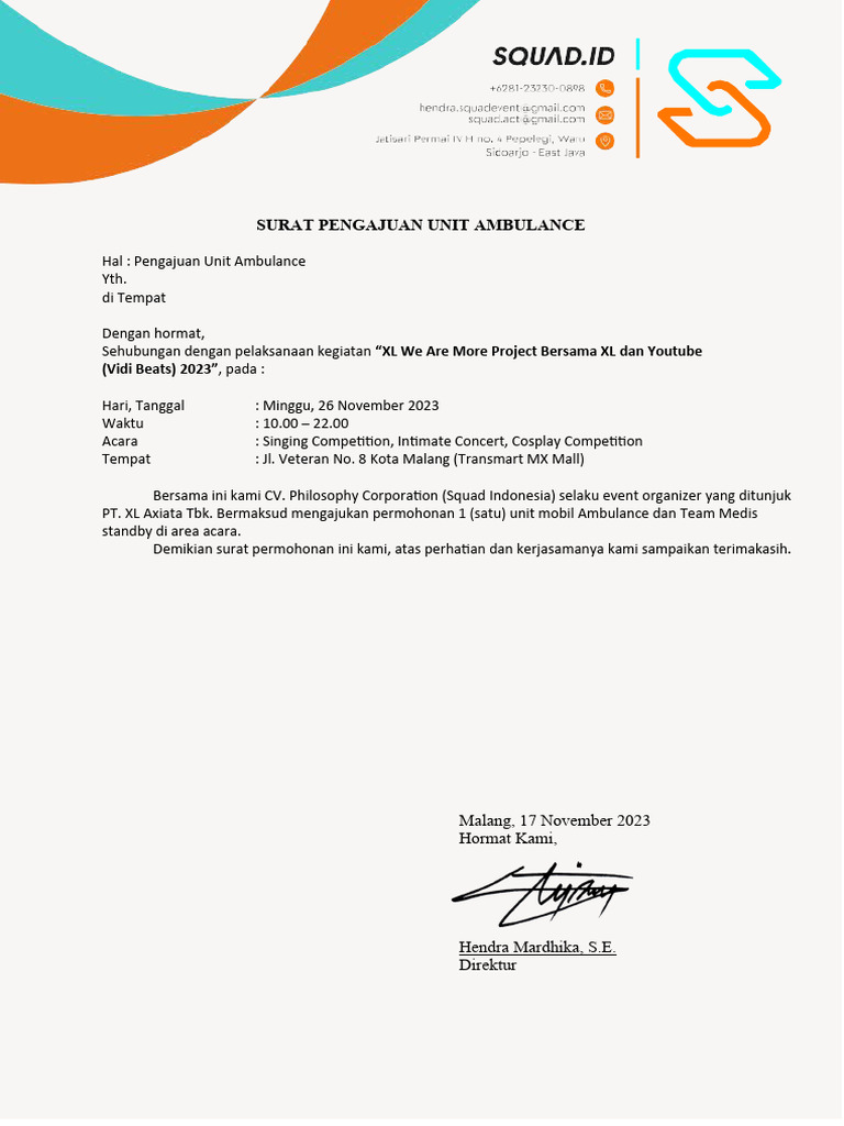 Surat Permohonan Ambulance | PDF