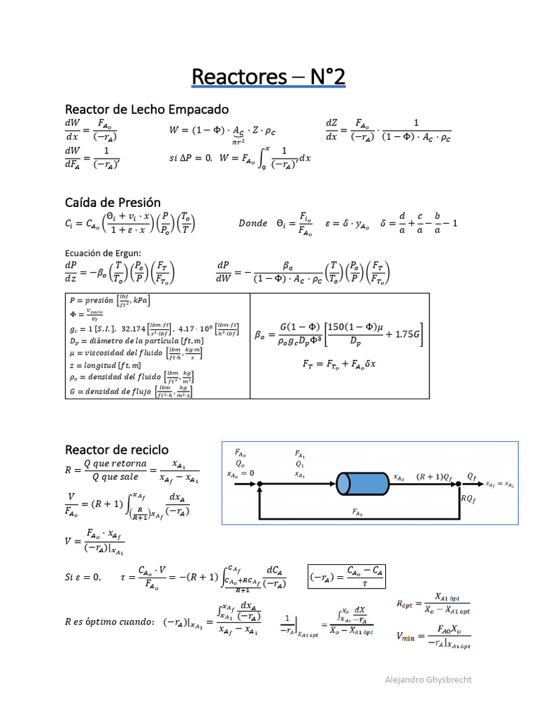 Reactores No Adiabáticos (Ecuaciones) | PDF