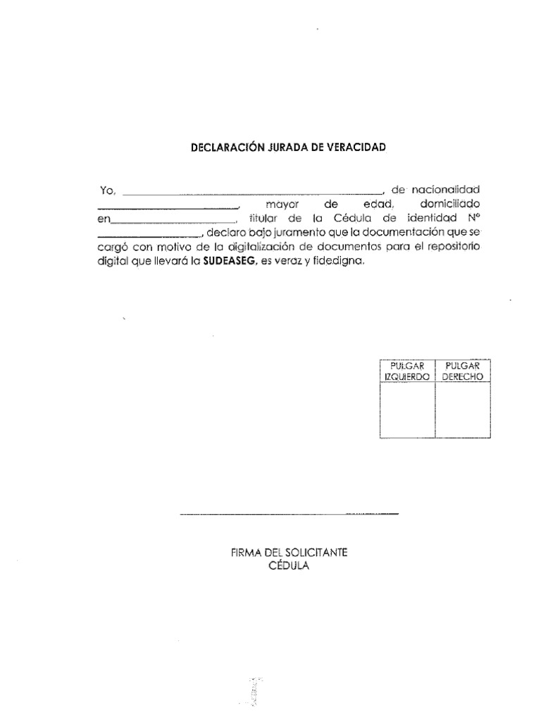 Declaración Jurada de Veracidad | PDF