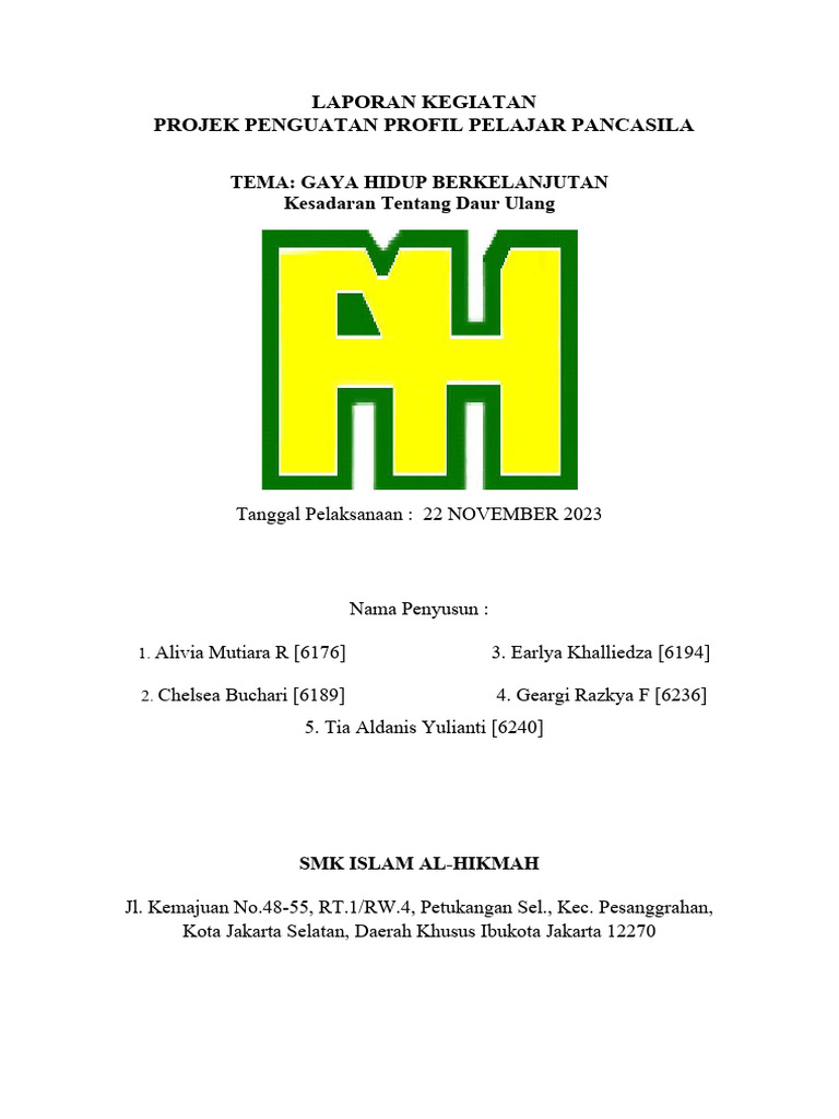 Projek P5BK Gaya Hidup Berkelanjutan Kel 3 Xi BDP | PDF
