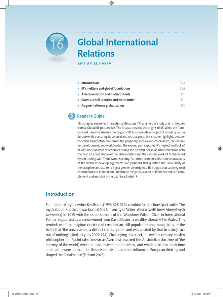 Acharya, Global International Relations, CH 16, Dunne, Kurki & Smith ...