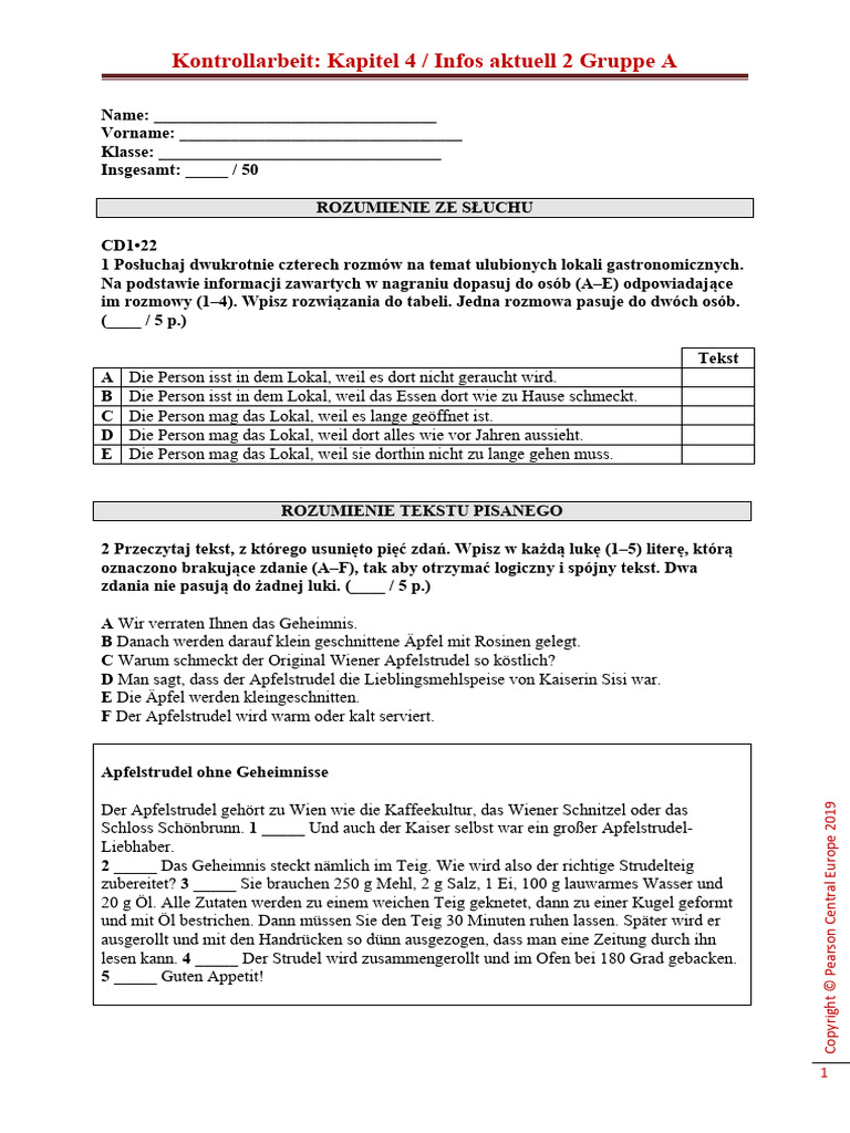 Infos Aktuell 2 Kontrollarbeit K4 A | PDF