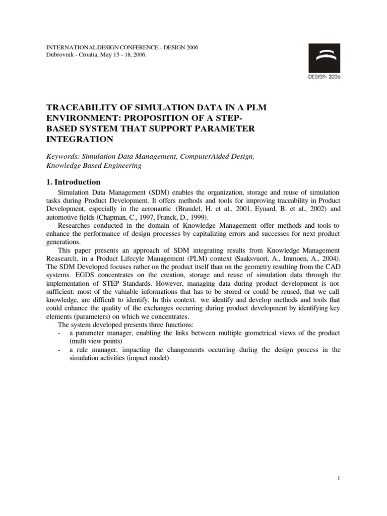Traceability of Simulation Data in A PLM Environment: Proposition of A Step-Based System That ...