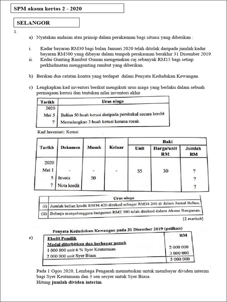 SPM Akaun k2 2020 | PDF