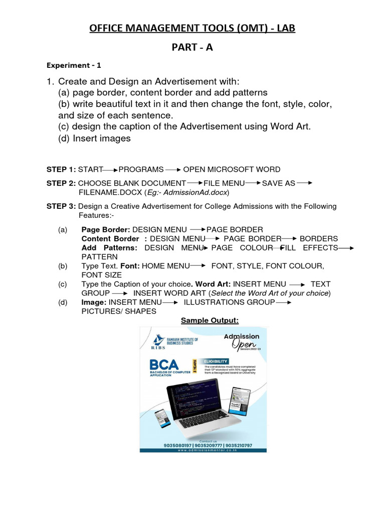 Modified OMT LAB Exp1 2 3 & 4-17-11-23 | PDF | Microsoft Word ...