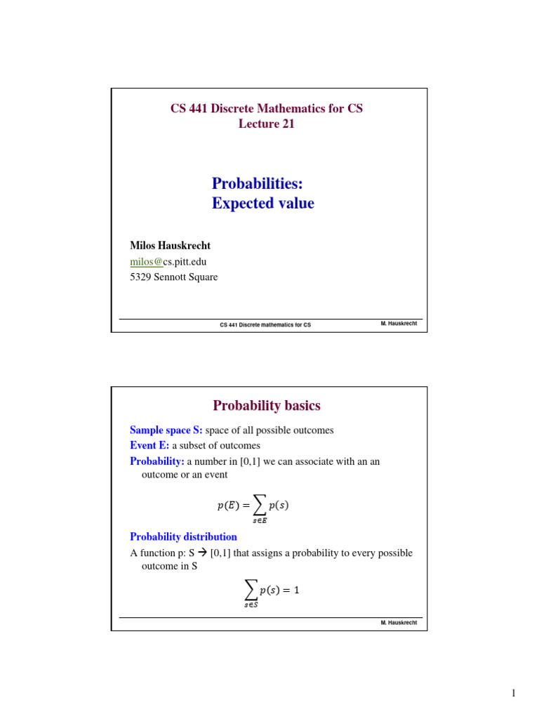 Lecture 21 | PDF | Random Variable | Probability Distribution