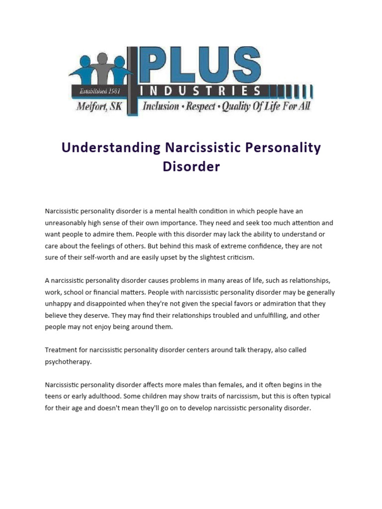 Understanding Narcissistic Personality Disorder | PDF | Narcissism ...