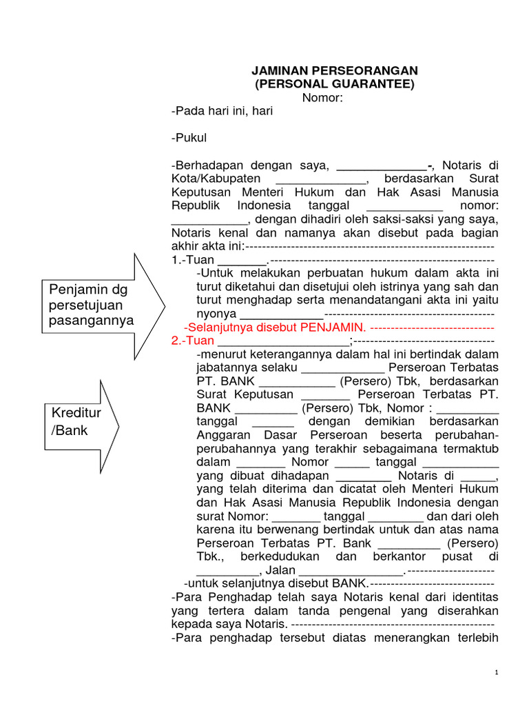 Jaminan Perorangan untuk Bank | PDF