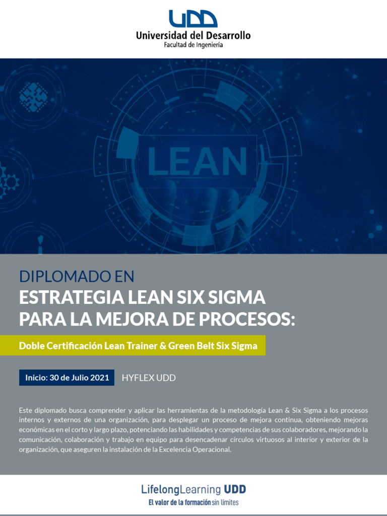Diplomado en Estrategia Lean Six Sigma para La Mejora de Procesos UDD | PDF | Six Sigma ...
