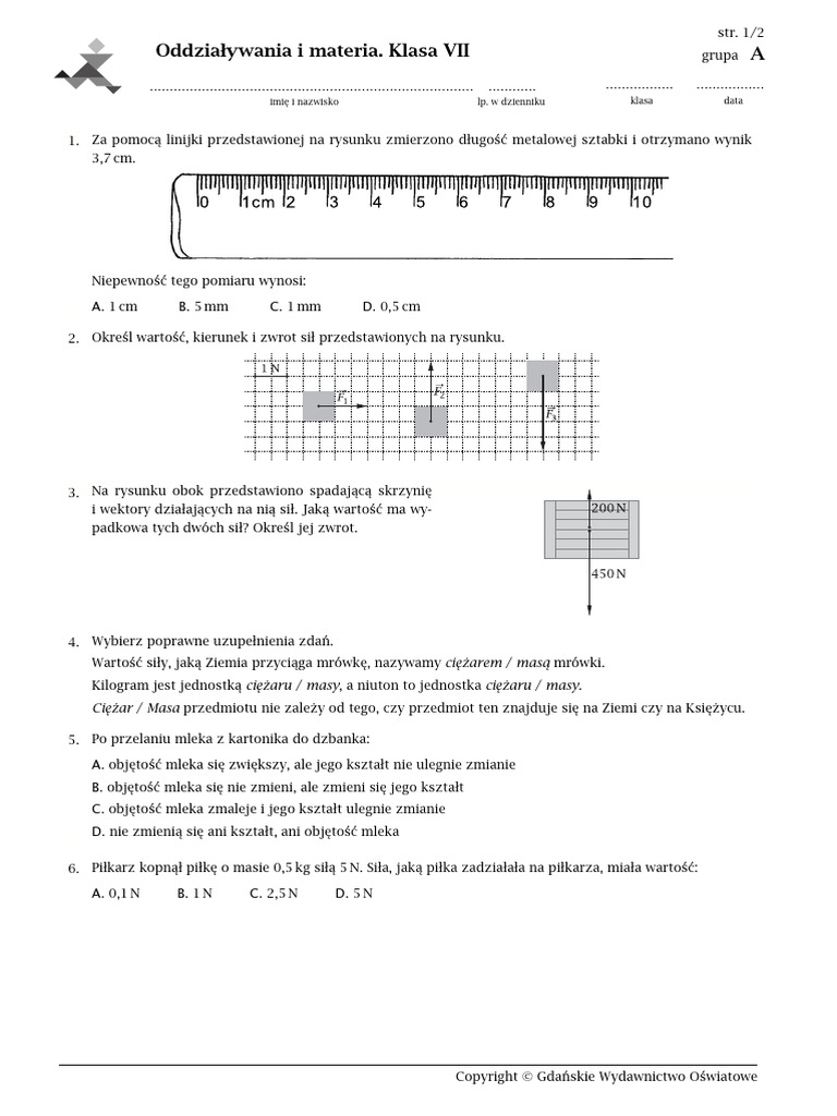 Fizyka To Nasz Swiat KL 7 Oddzialywania-I-Materia | PDF
