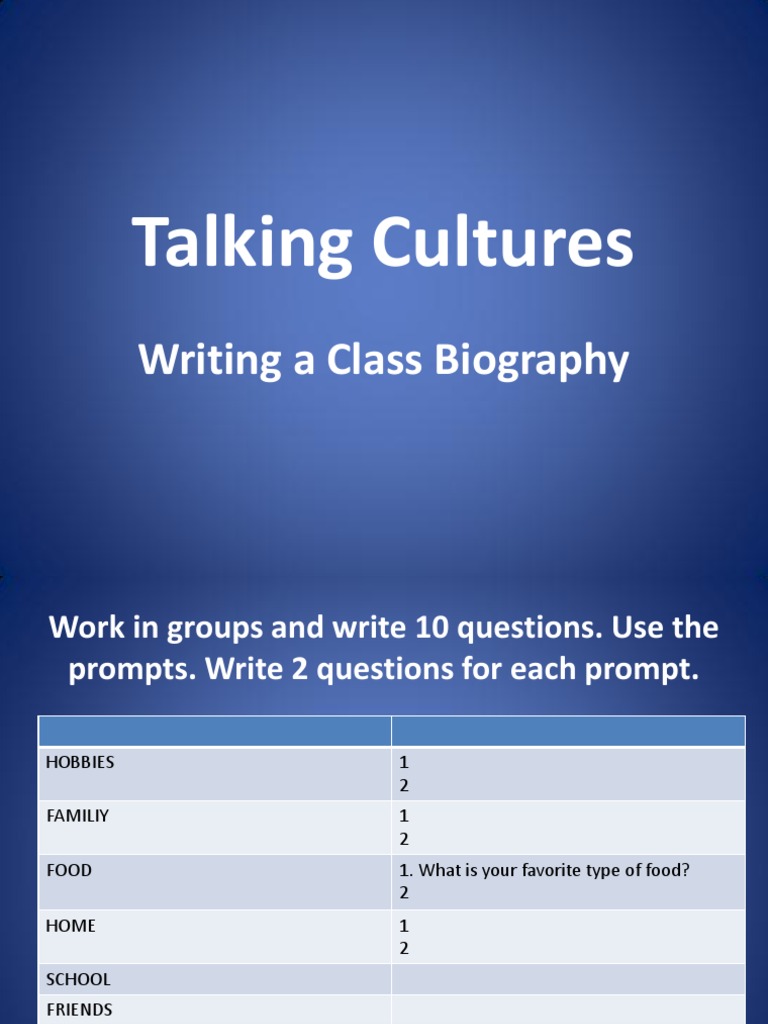 Talking Cultures: Writing A Class Biography | PDF