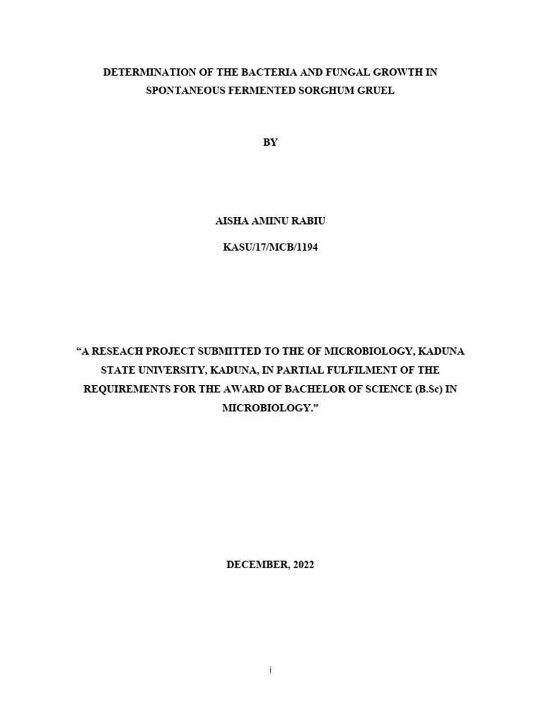 AISHA CHAPTER 1-5 Cereal Gruel | PDF | Fermentation | Yeast