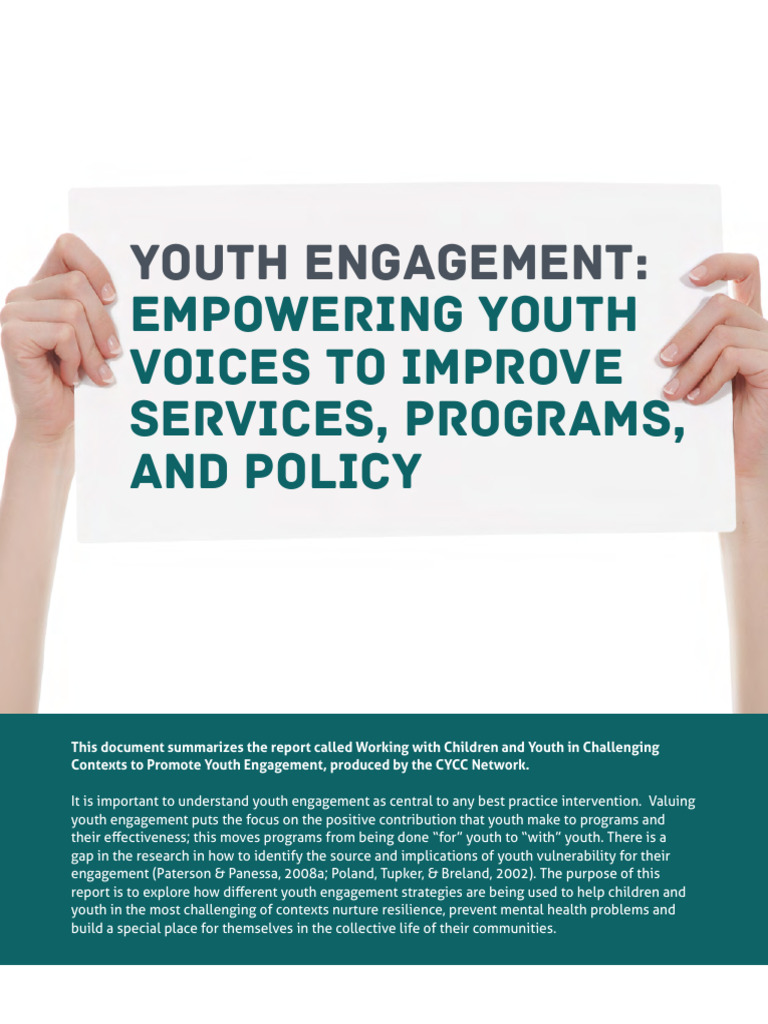 Ydv Tools Yf Youth Engagement Summary en | PDF | Mentorship | Social ...