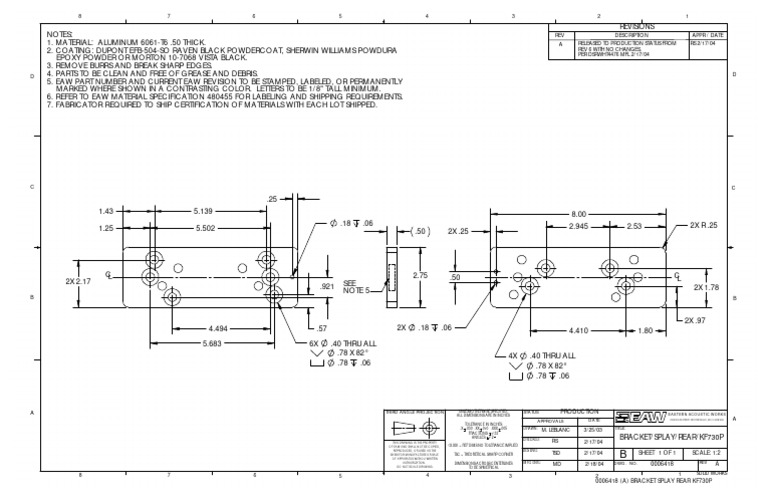 KF730P Rear Bracket Specifications | PDF | Materials | Secondary Sector ...
