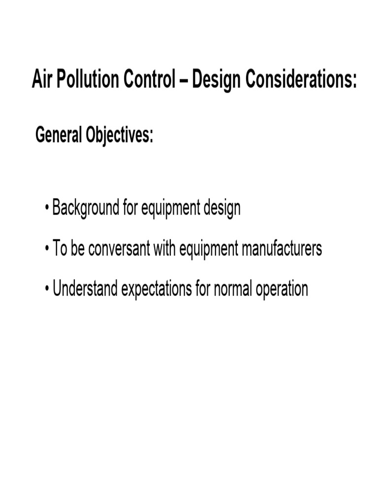 Air Pollution Control Design Considerations | PDF | Particulates | Gases