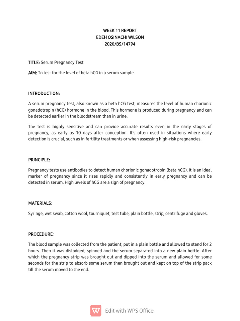 Pregnancy Test | Download Free PDF | Human Chorionic Gonadotropin ...