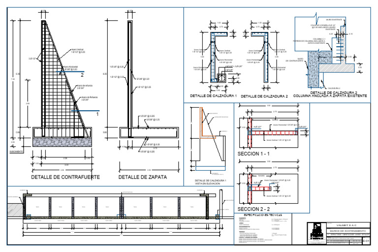 Muro de Contrafuertes H 7.50 Mts | PDF | Acero