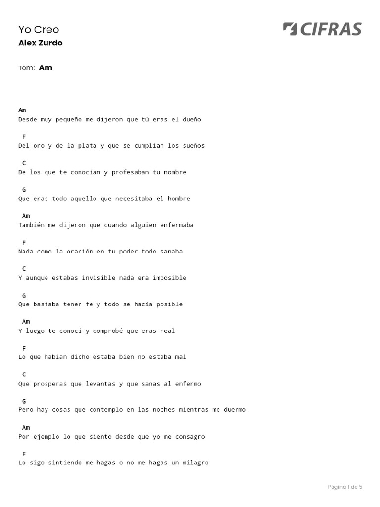 CIFRAS Cifra Alex-Zurdo Yo-Creo | PDF