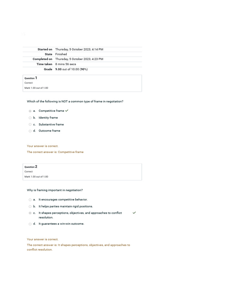Framing The Negotiation - Attempt Review | PDF | Negotiation | Human Communication