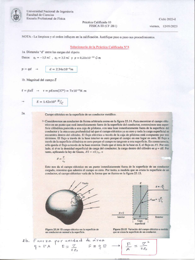 Solucionario PC3 Física III 2023-1 | PDF