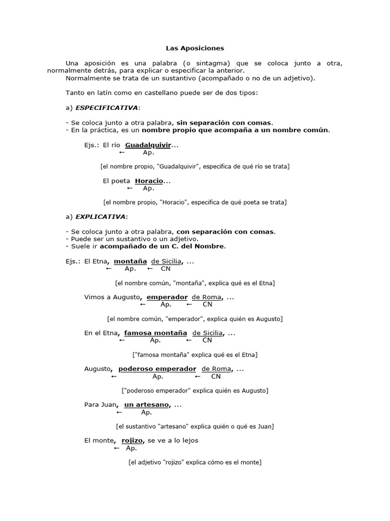 C3. Aposiciones | PDF | Adjetivo | Lingüística
