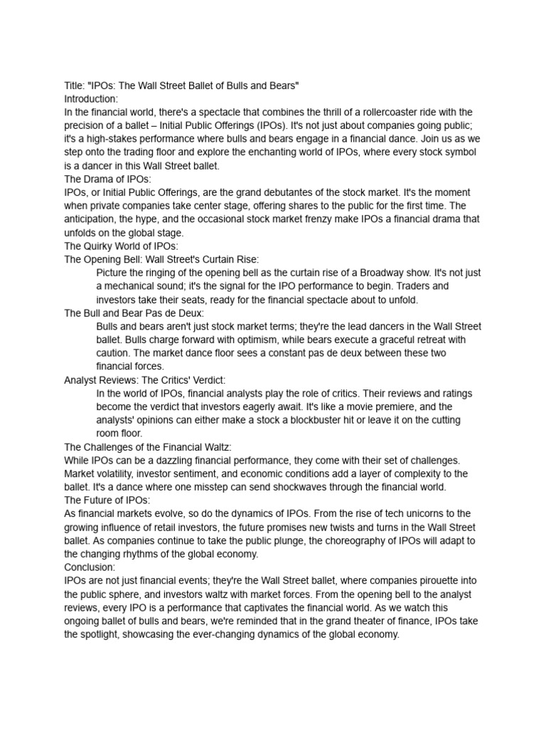 Introduction To IPOs | PDF | Initial Public Offering | Wall Street