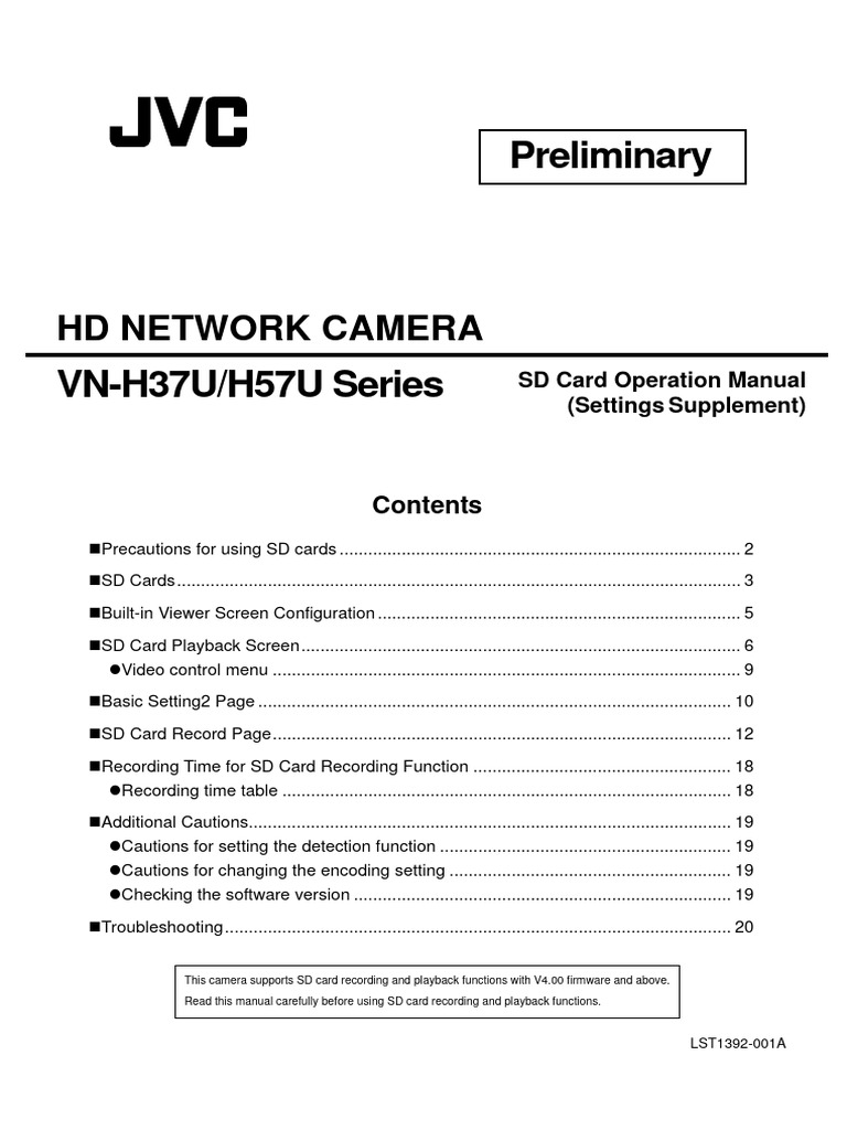 VN-H - SD CARD OPERATION MANUAL - PRELIMINARY | PDF | Button (Computing) | Video