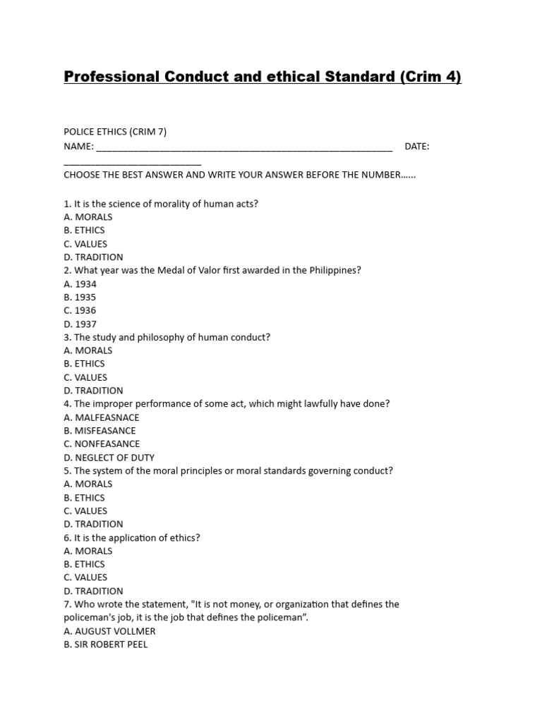 Professional Conduct and Ethical Standard | PDF | Morality | Police