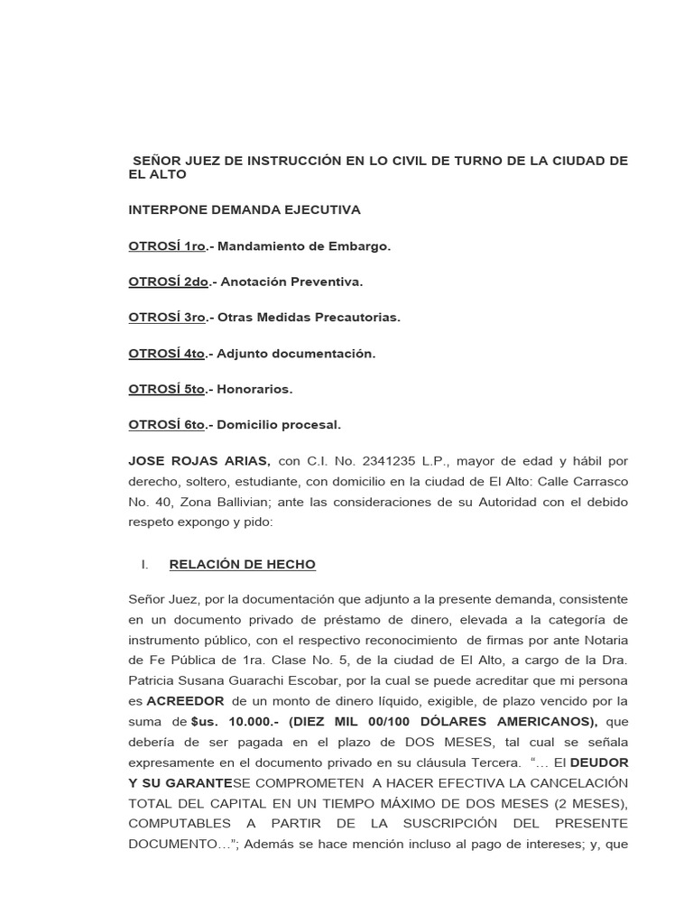 Demanda Ejecutiva Modelo 2 | PDF | Justicia | Crimen y violencia