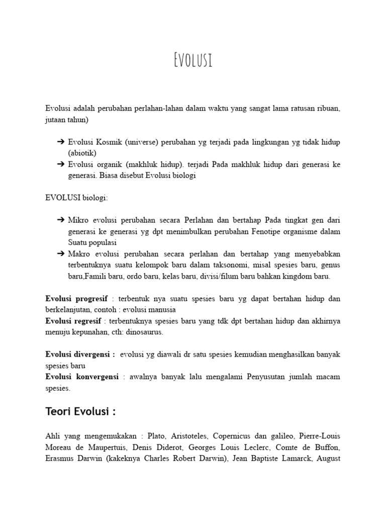 Teori dan Proses Evolusi Biologi | PDF