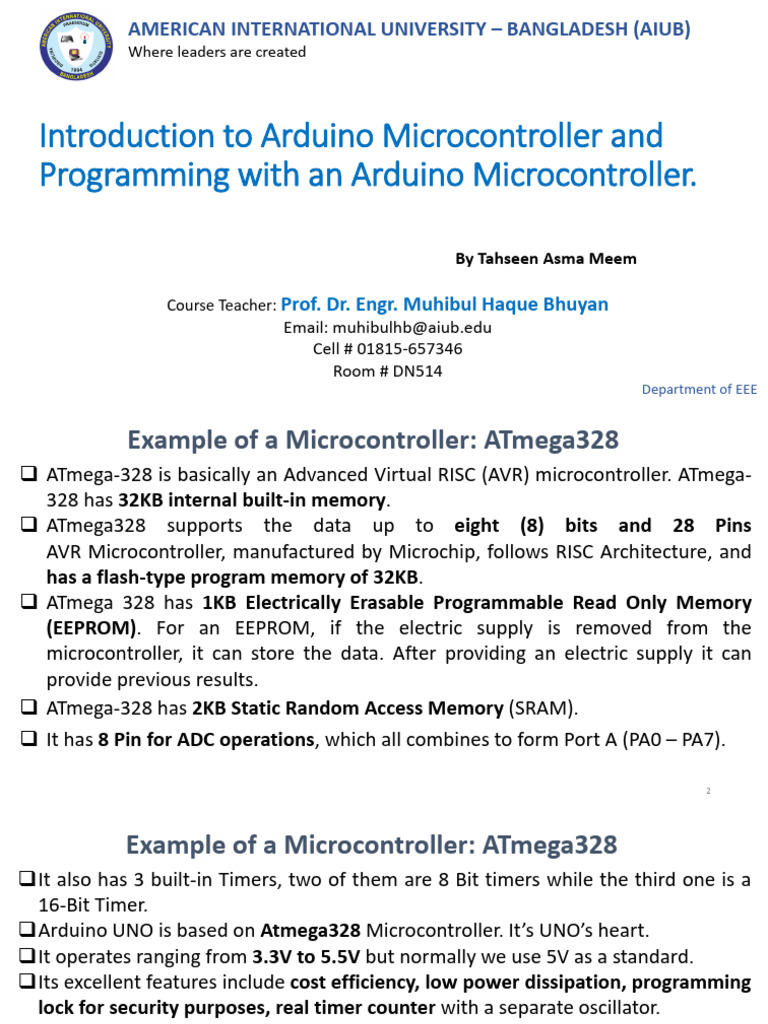 Introduction To Arduino Before Exp1 Pdf Computer Memory Microcontroller
