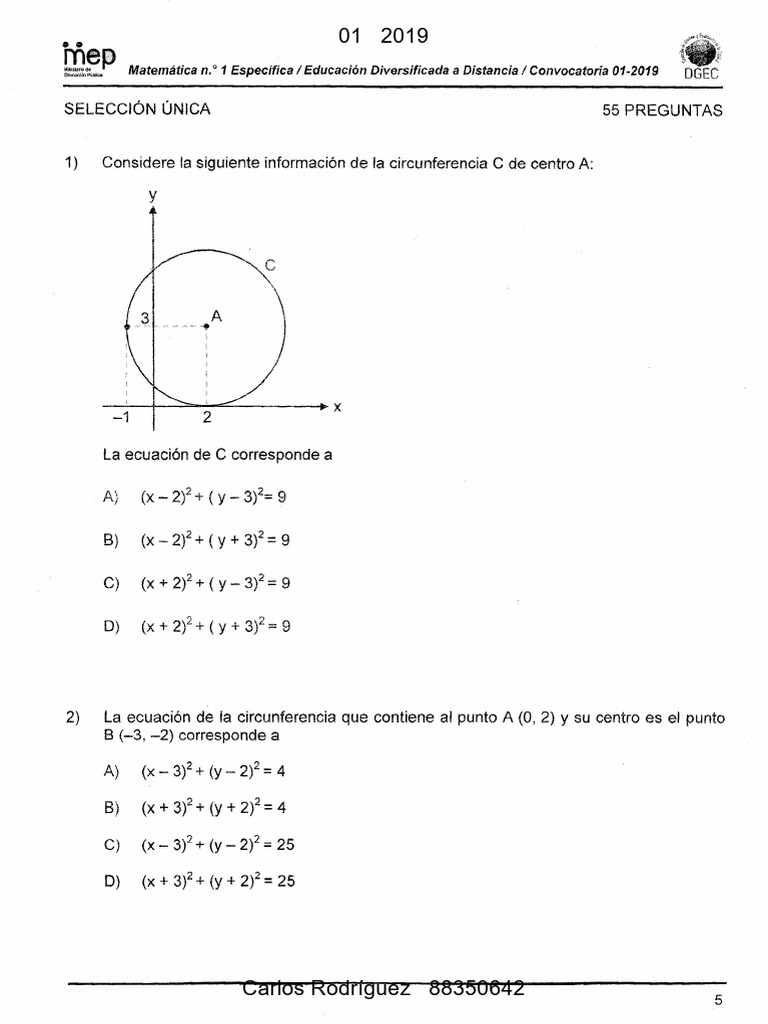 Examen Bachillerato MEP Costa Rica 5 | PDF