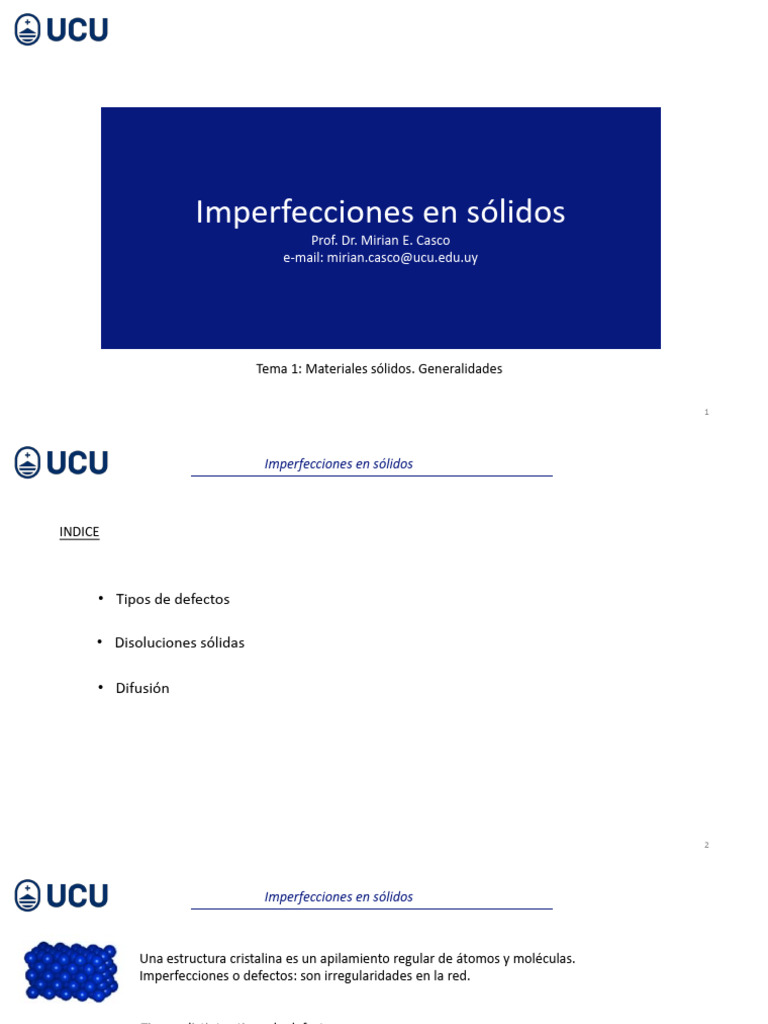3 - Defectos e Imperfecciones y Difusión | PDF | Difusión | Cristal